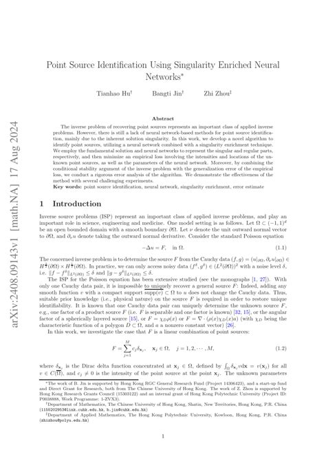 Pdf Point Source Identification Using Singularity Enriched Neural