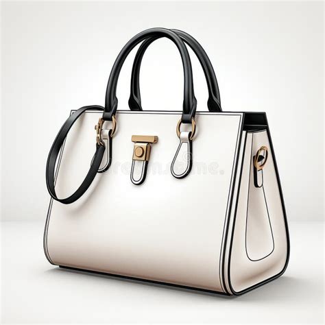 Realistic Vector Illustration Of A White Handbag With Small Strap Stock
