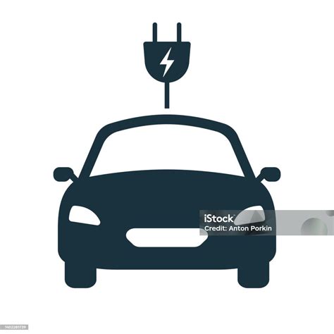 플러그 생태 차량 글리프 아이콘과 전기 자동차 Ev 수송 전기 충전기 차량 개념 실루엣 픽토그램 환경 에코 하이브리드 운송