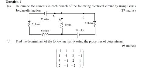 Linear Algebra Gauss Jordan Elimination On Electrical Circuit