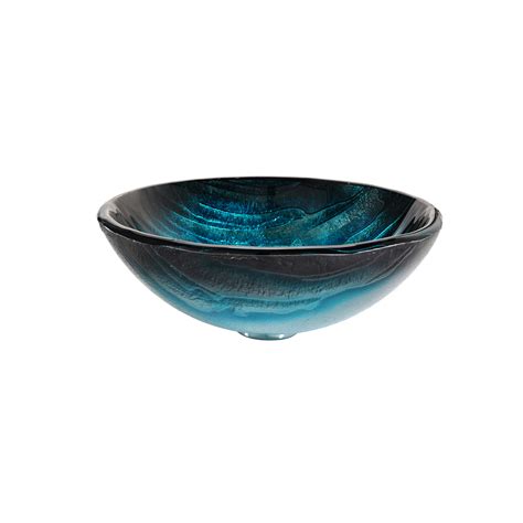 Kraus Ladon Glass Vessel Sink In Blue With Ramus Faucet In Chrome