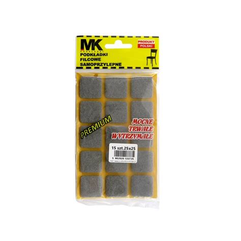Filc do mebli samoprzylepny podkładki filcowe szare 15 szt x 25x25 mm