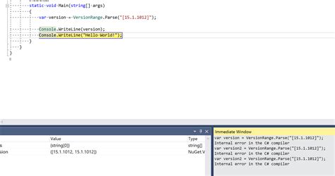 Internal Error In The C Compiler In Intermediate Window On