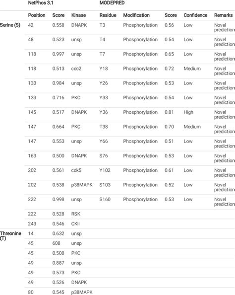 Tollip Protein Phosphorylation Prediction Using Modepred And Netphos 3