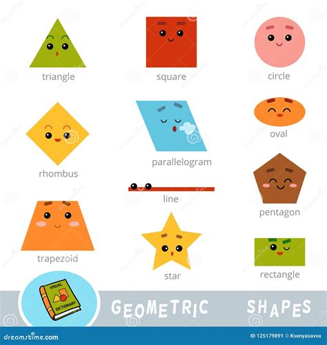 Colorful Set Of Different Geometric Shapes Visual Dictionary Stock