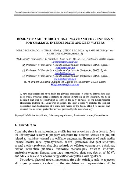 Pdf Design Of A Multidirectional Wave And Current Basin For Shallow