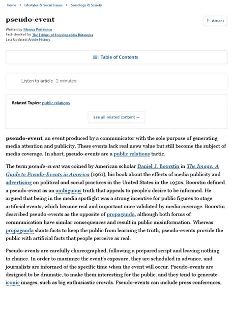 Pseudo Event Britannica Pdf Social Structure Sociology