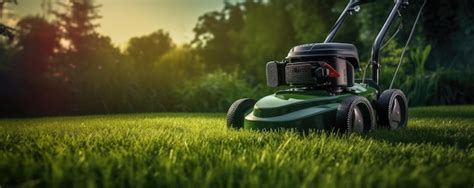 Premium Ai Image A Lawn Mower Is Being Used To Mow The Grass Panorama