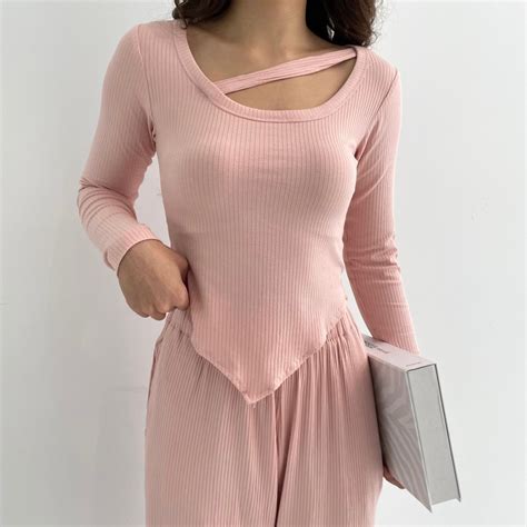 Jual ROME SET Setelan Wanita Ribbed Knit Set Lengan Panjang Celana