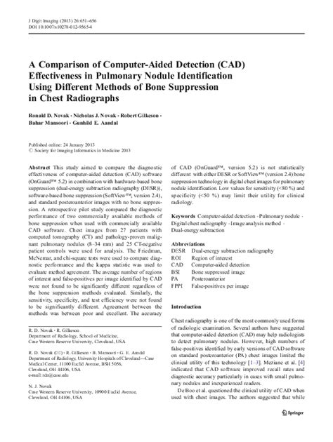 Pdf A Comparison Of Computer Aided Detection Cad Effectiveness In Pulmonary Nodule