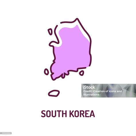 한국지도 색상 선 아이콘입니다 국가의 국경입니다 웹 페이지 모바일 앱 프로모션에 대한 픽토그램 Ui Ux Gui 디자인 요소입니다 편집 가능한 스트로크입니다 0명에 대한