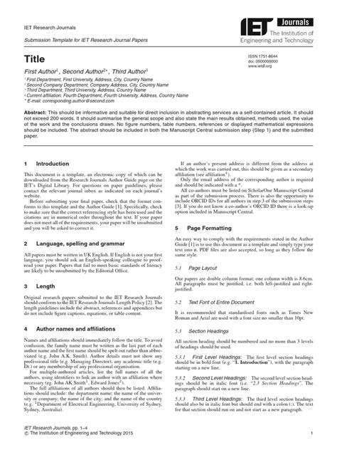 Iet Submission Doublecolumn Template Pdf Academic Journal Text