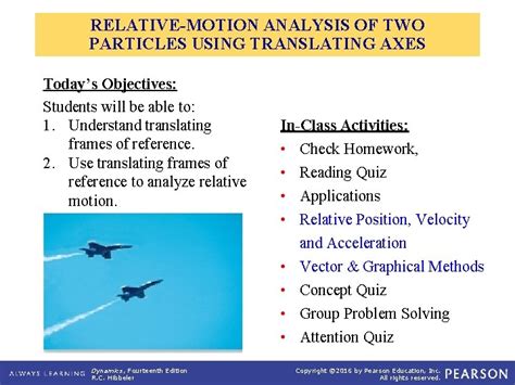 relativemotion analysis of two particles using translating axes