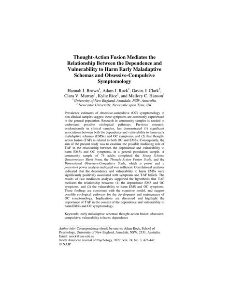 pdf thought action fusion mediates the relationship between the