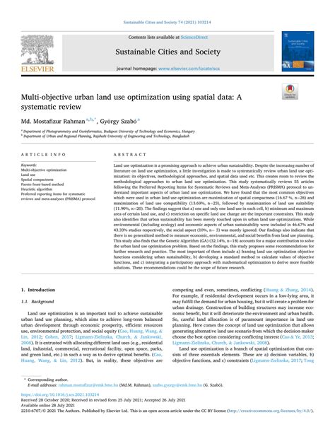 pdf multi objective urban land use optimization using spatial data a