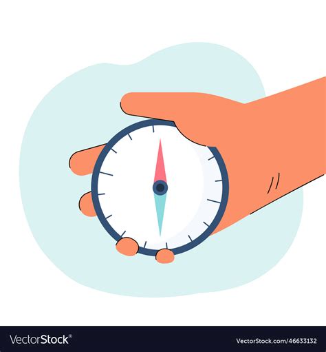 Hand Holding Compass With Red Arrow Pointing North