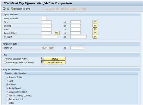REISCOSKFACTPLN SAP Tcode Statistical Key Fig Plan Actual Comparison
