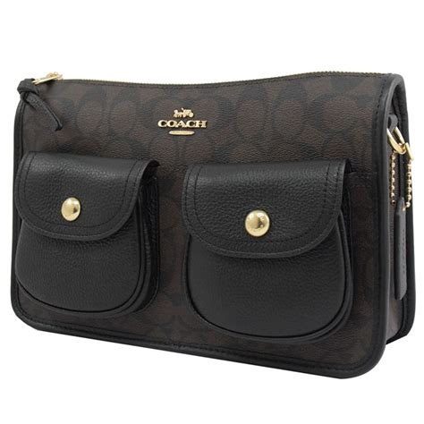 Coach 蔻馳 Pennie 印花拼接皮革二合一斜背包深咖黑 Pchome 24h購物
