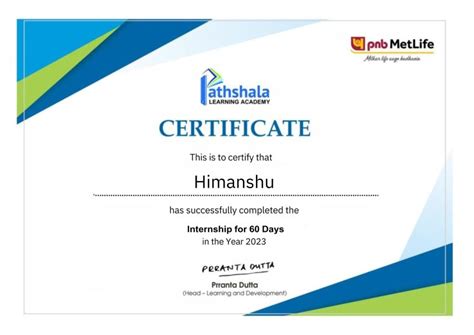 Himanshu Jaglan On Linkedin Internshipcomplete Thankyoupnbmetlife