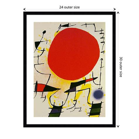 Le Soliel Rouge The Red Sun By Joan Miro Wood Framed Wall Art Print