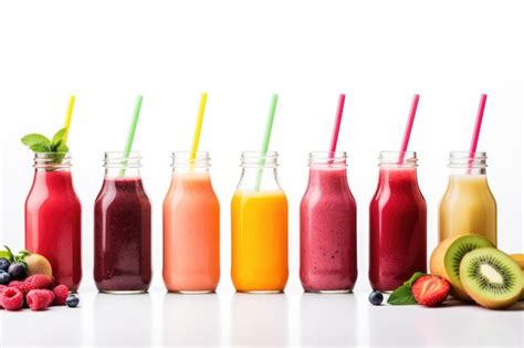 Premium Ai Image Row Of Healthy Fresh Fruit And Vegetable Smoothies