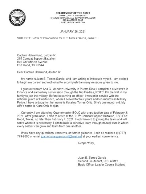 Department Of The Army Juan E Torresgarcia Mil Mail Mil Pdf