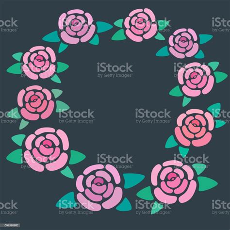 어두운 배경에 장미 꽃 프레임 장미 꽃 상자 좋은 꽃 테두리 벡터 일러스트 레이 션 경계에서 텍스트에 대 한 장소 가리기에 대한 스톡 벡터 아트 및 기타 이미지 Istock