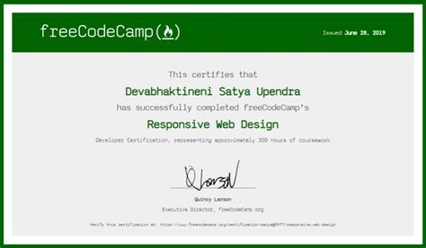 Satya Upendra D On Linkedin Freecodecamp Frontend