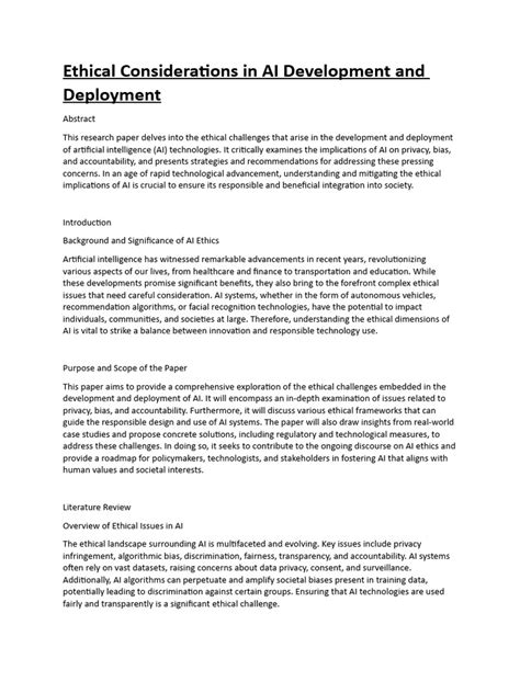 Ethical Considerations In Ai Development And Deployment Pdf