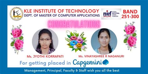 Kle Institute Of Technology Hubli On Linkedin Congratulations To Ms