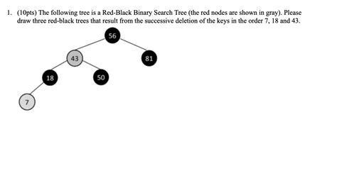 Solved 1 10pts The Following Tree Is A Red Black Binary Chegg