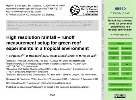 pdf high resolution rainfall runoff measurement setup for green