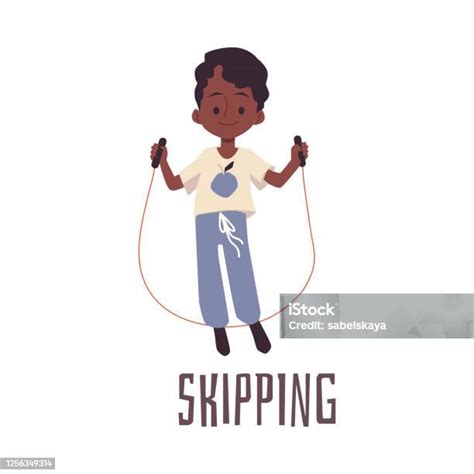 소년 만화 캐릭터 는 로프 플랫 벡터 일러스트 고립으로 건너 뜁니다 Championship에 대한 스톡 벡터 아트 및 기타 이미지 Championship 건강한 생활
