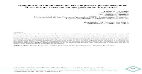 Diagnóstico Financiero De Las Empresas Pertenecientes Al Pdf