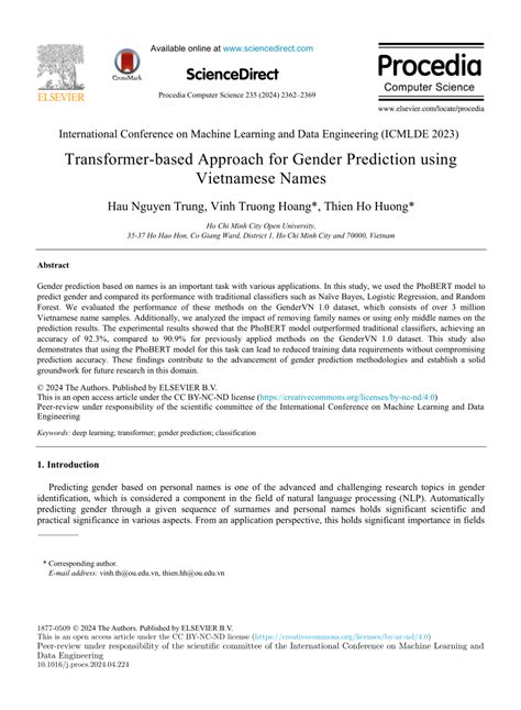 pdf transformer based approach for gender prediction using vietnamese