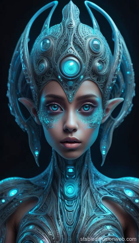 Alien Princess With Bioluminescent Patterns Stable Diffusion Online