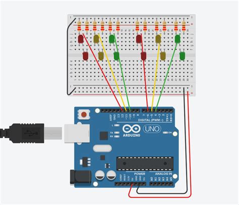 Traffic Light Circuit With 12 Leds And 4 Dopler Motion Detection Units