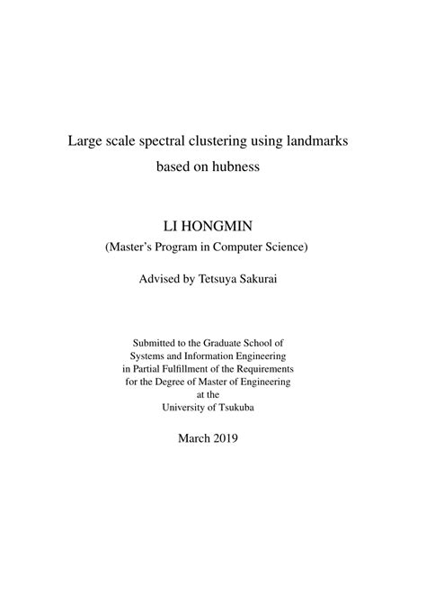 PDF Large Scale Spectral Clustering Using Landmarks Based On Hubness