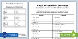 Comparing Number Sentences Activity Sheet Teacher Made