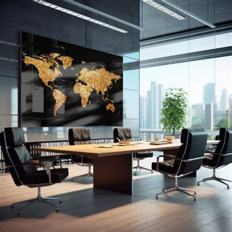 Quadro Decorativo 1 Tela Mapa Gold