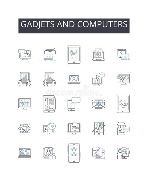 Gadjets And Computers Line Icons Collection Devices Hardware
