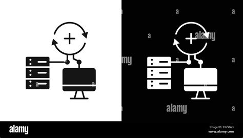Data Sync Icon Logo Sign Vector Outline In Black And White Color Stock