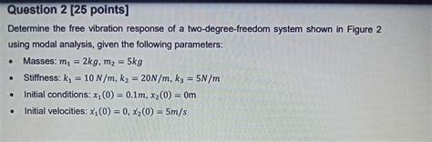 Solved Question 2 [25 ﻿points]determine The Free Vibration