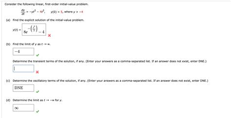 Solved Consider The Following Linear First Order Chegg
