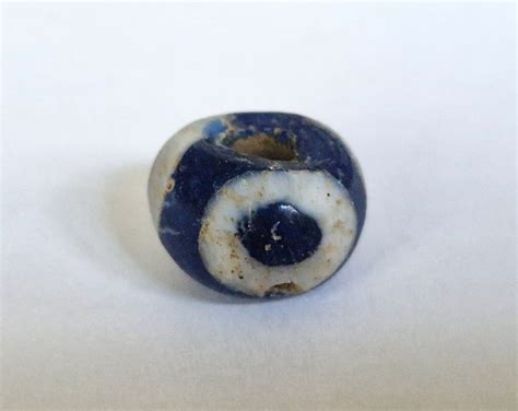 Stratified Eye Bead Antique Glass Bead Blue And White Ancient Bead Etsy