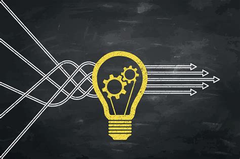 Innovative Solution Concepts On Blackboard Background Stok Vektör