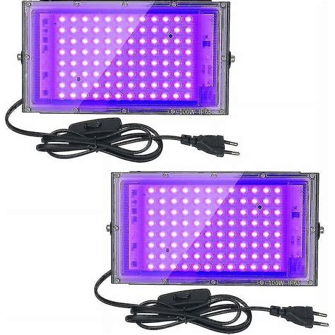 2pcs 100w Uv Led Floodlight Blacklight Ip65 Waterproof Ultraviolet Led