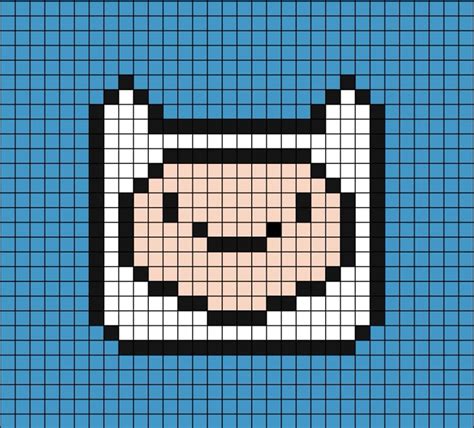 Finns Face Pixel Art Adventure Time Crochet Pixel Art Pixel Art