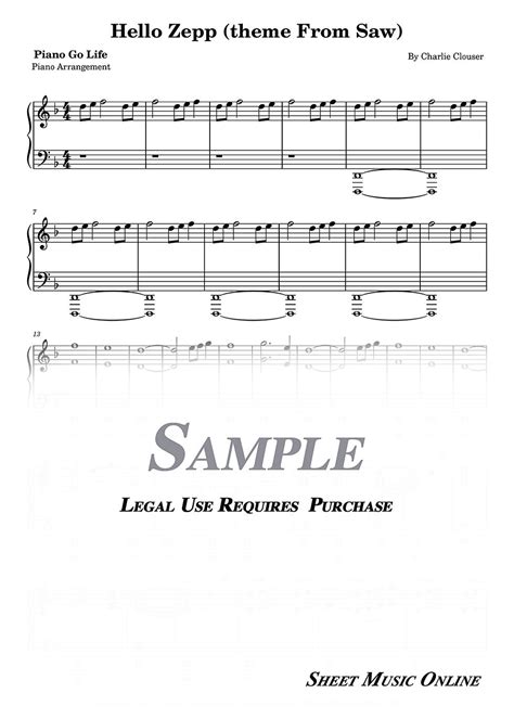 SAW Hello Zepp Sheet Music Piano Go Life