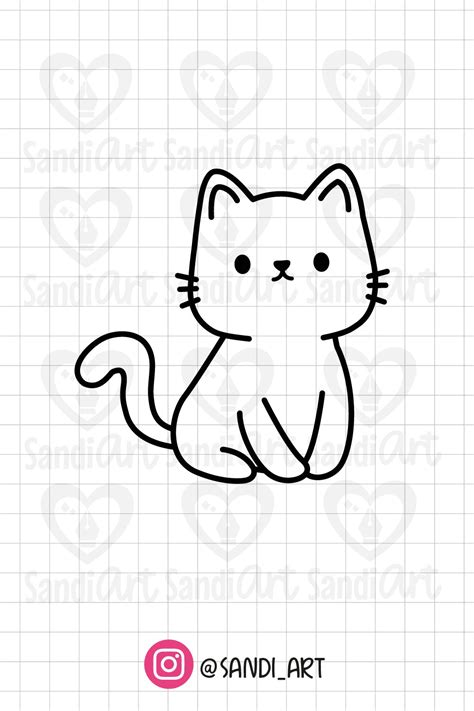 Cute Cat Outline Cut File Svg Eps Png Dxf